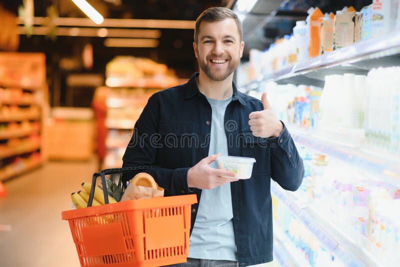 Man Shopping in a Supermarket Stock Image - Image of store, supermarket ...