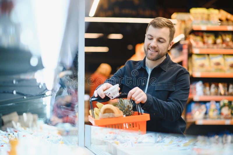 Man Shopping in a Supermarket Stock Image - Image of people, happy ...