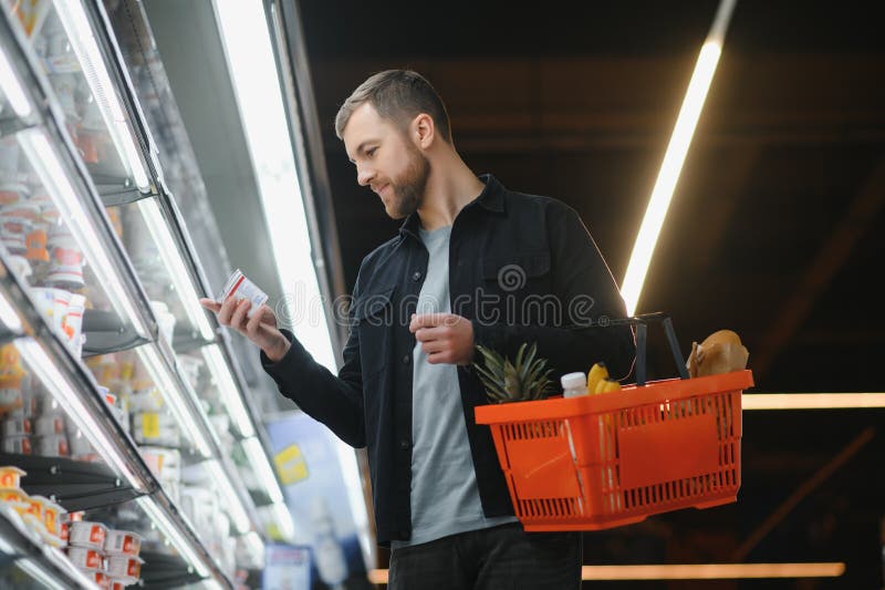 Man Shopping in a Supermarket Stock Image - Image of young, caucasian ...