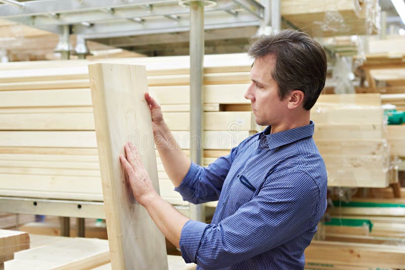 Man Shopping for Timber in Shop Stock Image - Image of woodworking ...