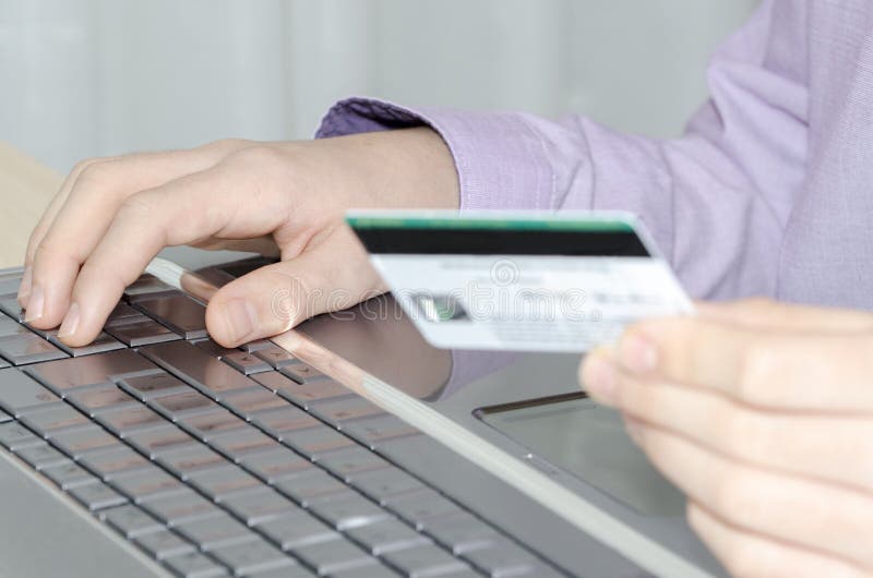 Man Shopping Using Computer for E-commerce Stock Photo - Image of ...