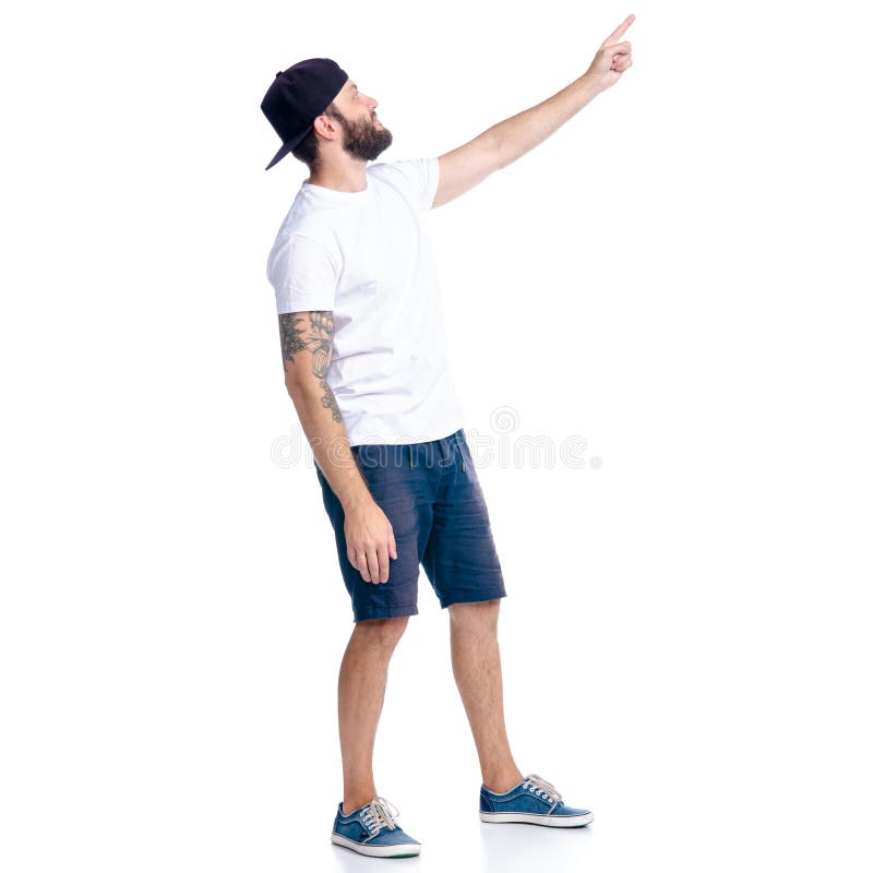 Man in Shorts and Cap Standing Thinking Nervous Stock Photo - Image of ...