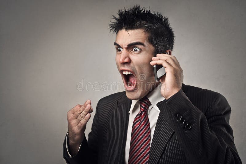 Angry Manager Shouting on Phone Stock Image - Image of handsome ...