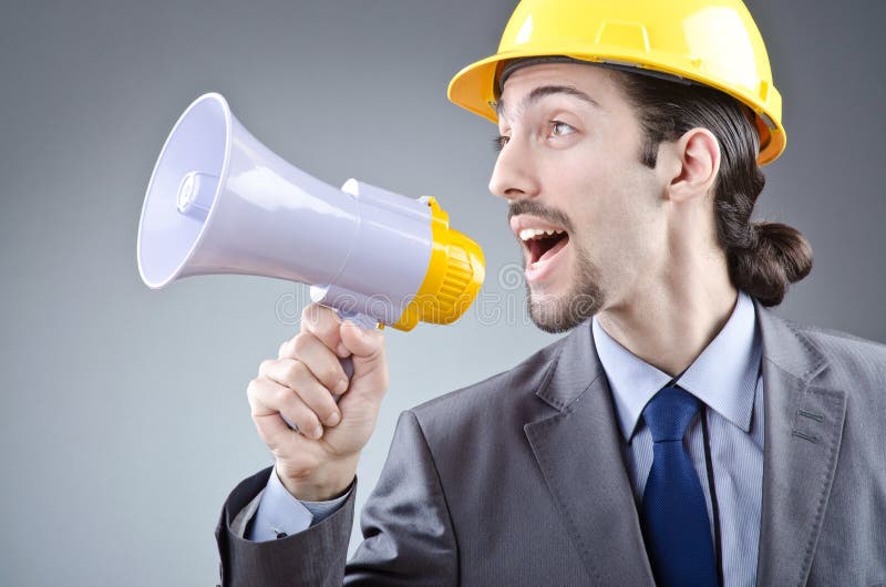 Man Shouting with Loudspeaker Stock Photo - Image of male, adult: 25643410