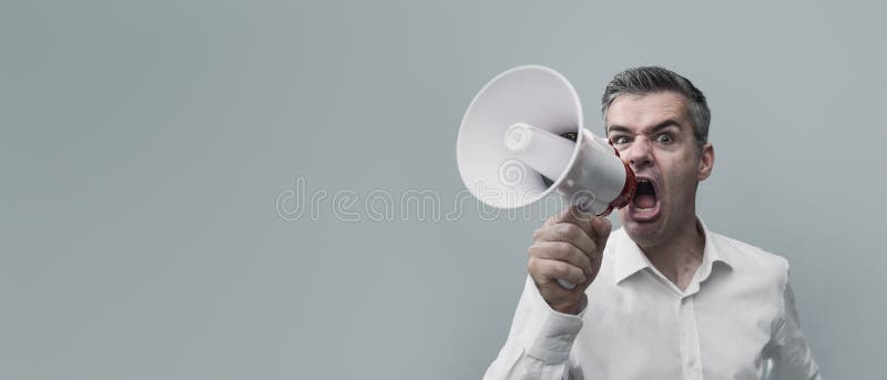 Man Shouting with a Megaphone Stock Photo - Image of successful ...