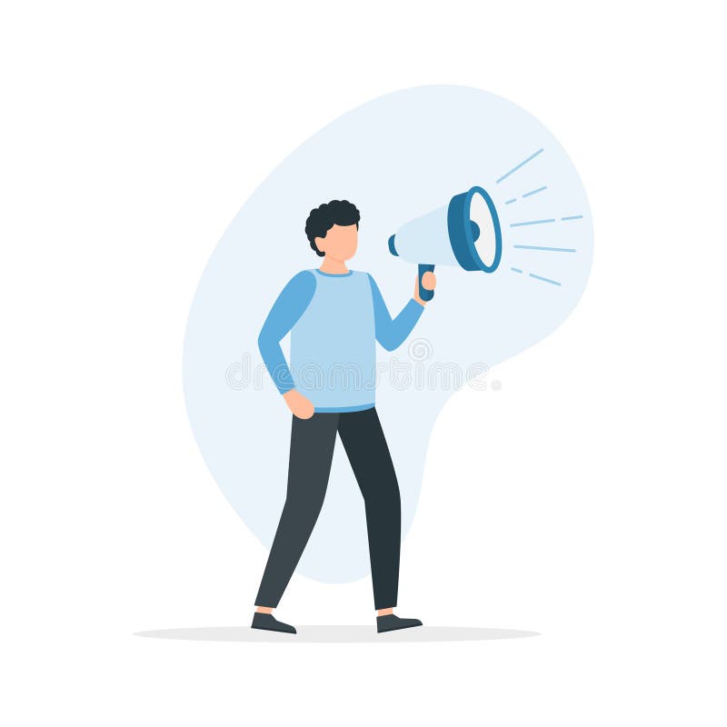 Man Shouting through a Megaphone. Vector Illustrations Stock Vector ...