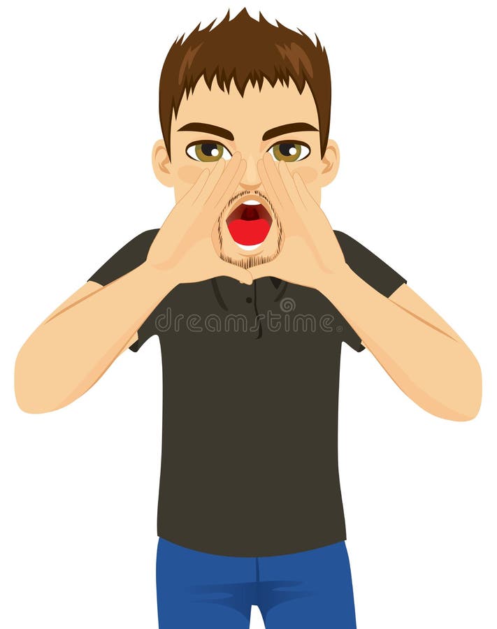 Man Shouting Out Loud stock vector. Illustration of emotion - 156914250
