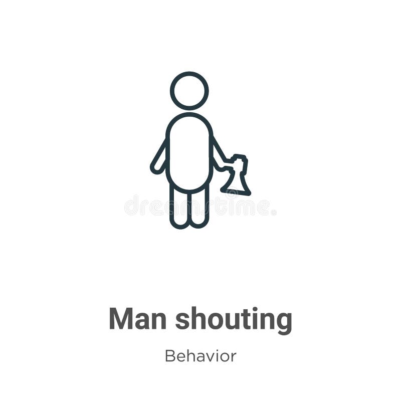 Man Shouting Outline Vector Icon. Thin Line Black Man Shouting Icon ...