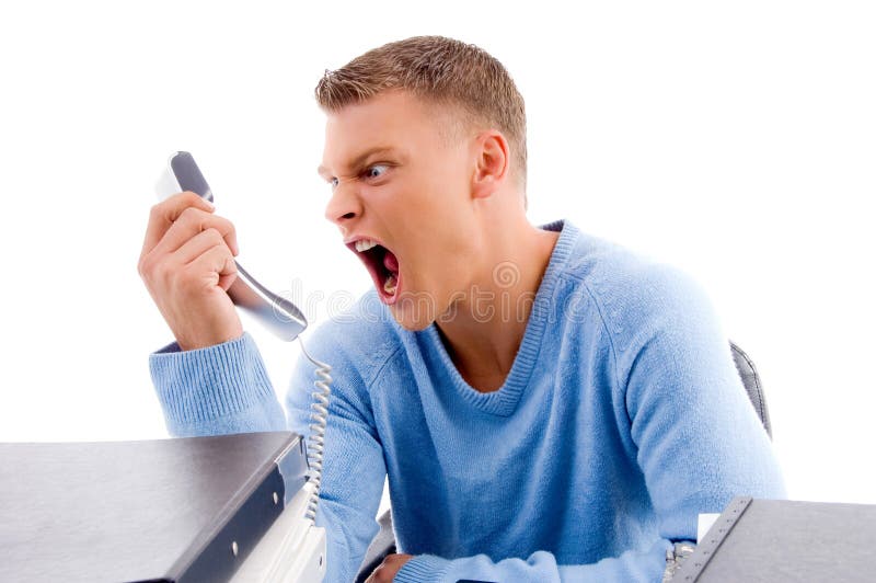 Man shouting on phone call stock photo. Image of professional - 8197188