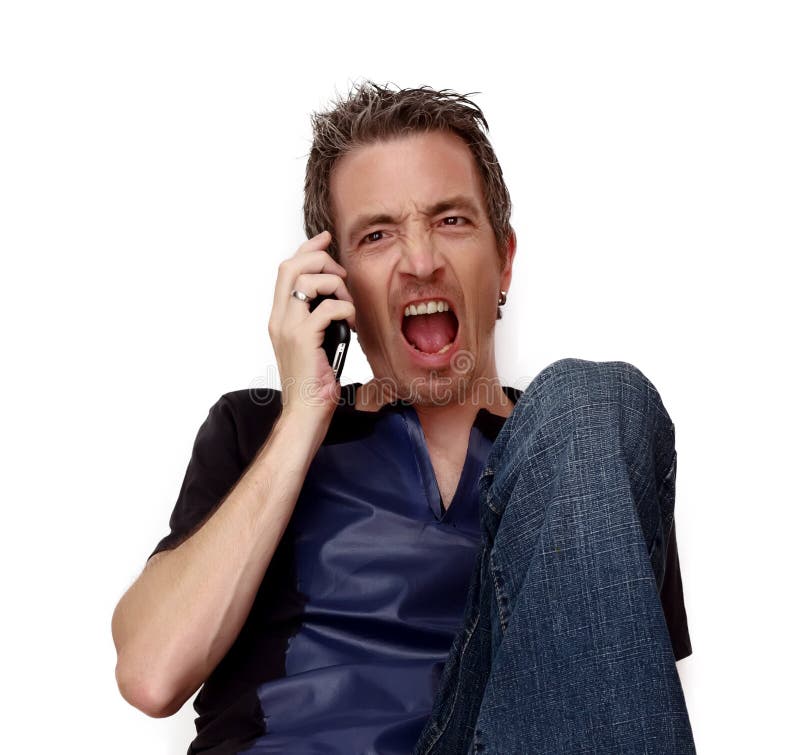 Man Shouting on the Telephone Stock Photo - Image of male, hold: 26047562