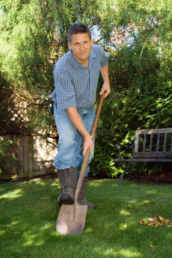 Man with shovel stock image. Image of break, father, husband - 916227