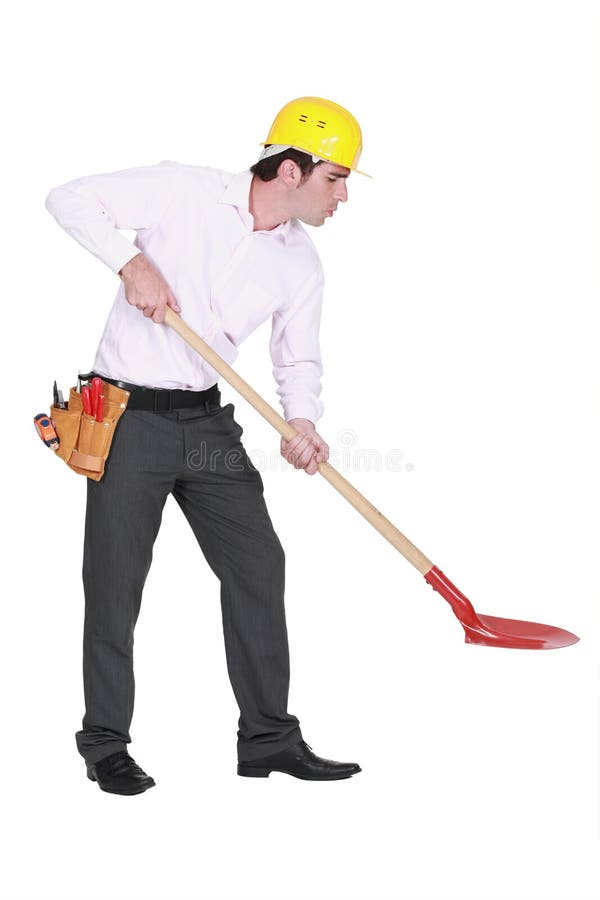 Man with shovel stock image. Image of conduct, fanny - 30593477