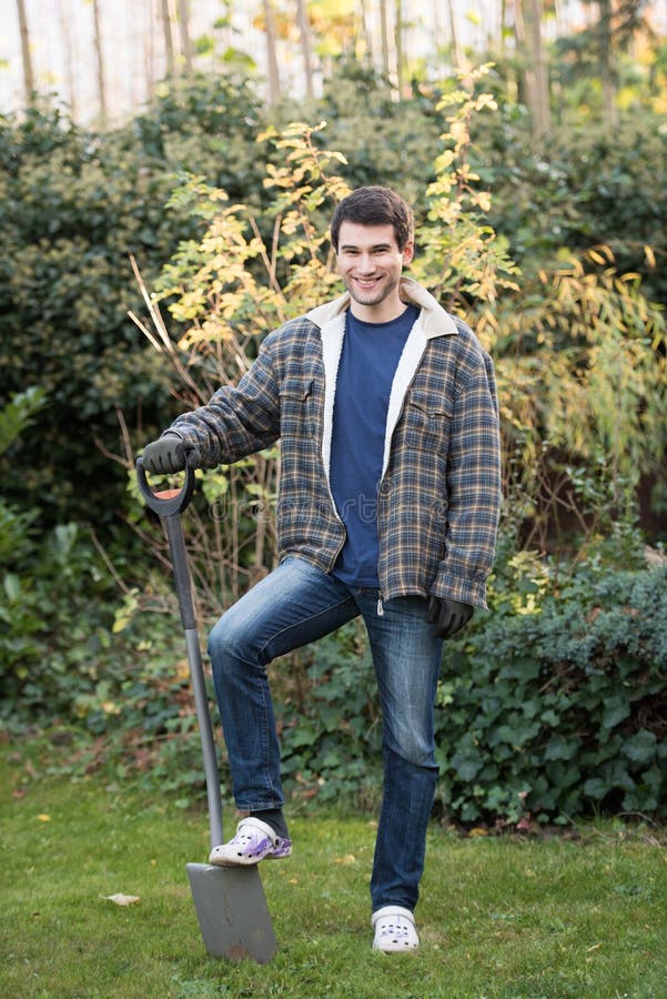 Man with shovel stock image. Image of adult, lifestyle - 67368967