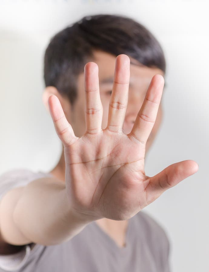 Man Show His Hand, Mean Stop Stock Image - Image of concept, show: 73139707