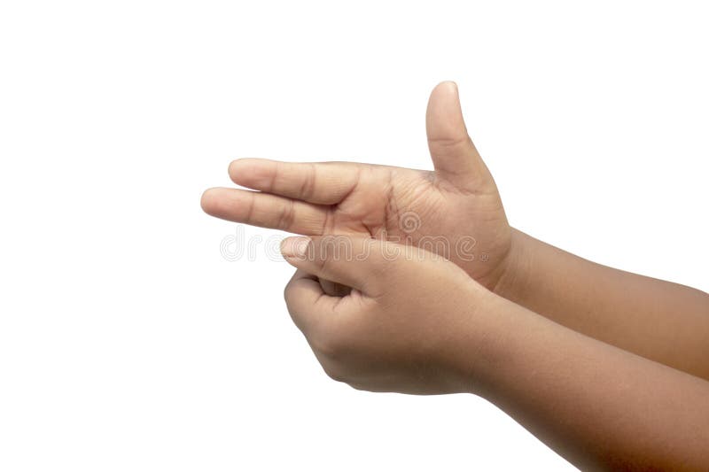 A Man Show His Hand Style and the Background is Isolated on White Stock ...