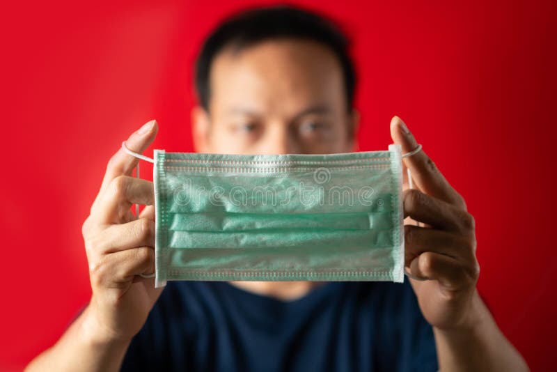 Man Show Mask for Prevent Virus Infect Stock Photo - Image of mask ...