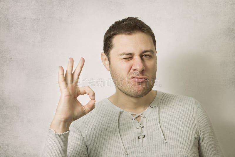 Man show ok sign stock image. Image of portrait, real - 50097275