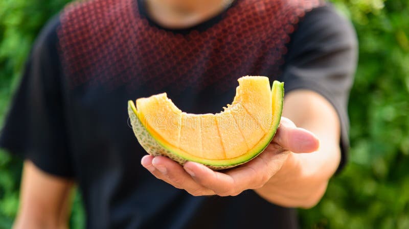 The Man Show Split the Orange Melon Stock Photo - Image of slice ...