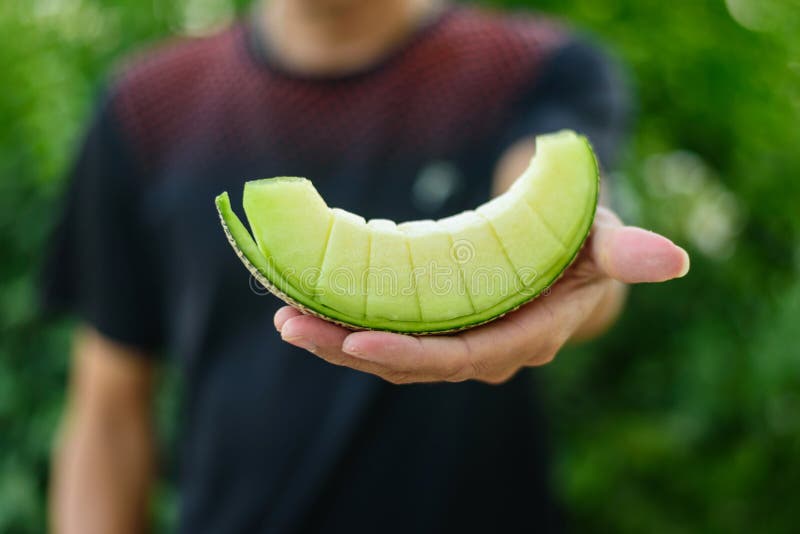 The Man Show Split the Orange Melon Stock Photo - Image of fruit ...