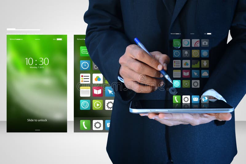 Man showing app icons stock image. Image of minimal - 102534707