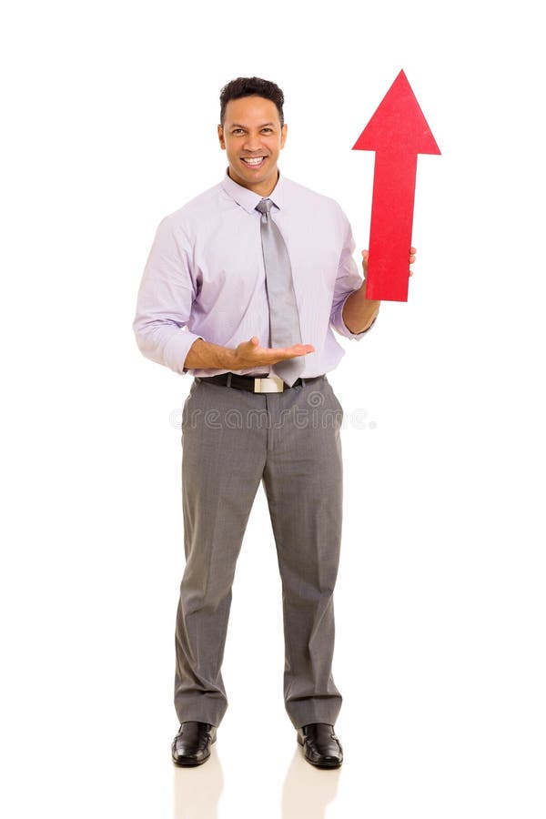 Man showing arrow symbol stock photo. Image of male, businessman - 52858820