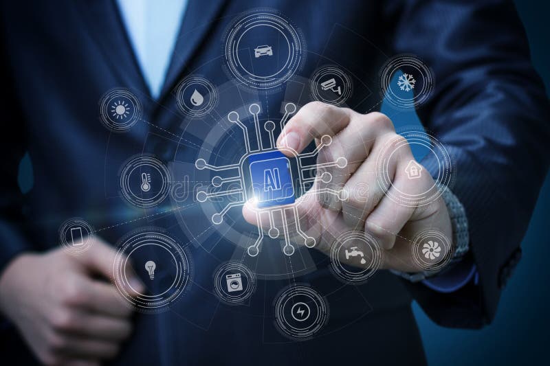 Man Showing Artificial Intelligence Chip Stock Illustration ...