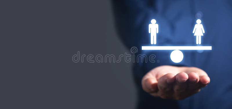 Man Showing Balance Scale. Man and Woman Stock Photo - Image of female ...