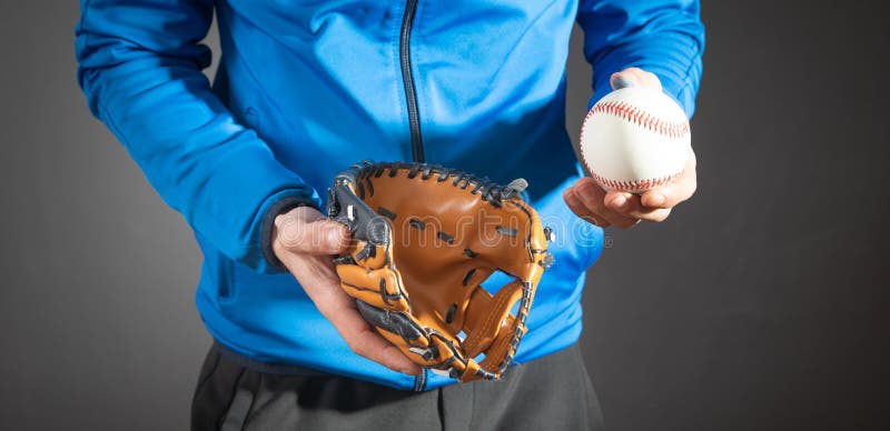 Man Showing Baseball Ball and Leather Glove Stock Photo - Image of hand ...
