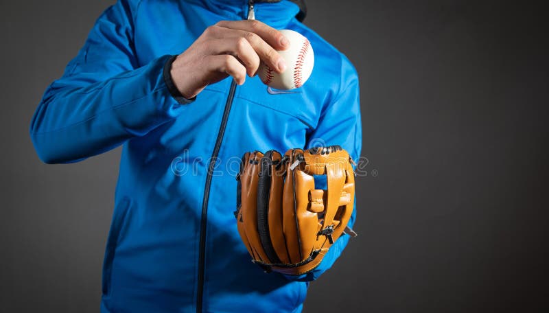 Man Showing Baseball Ball and Leather Glove Stock Photo - Image of ...