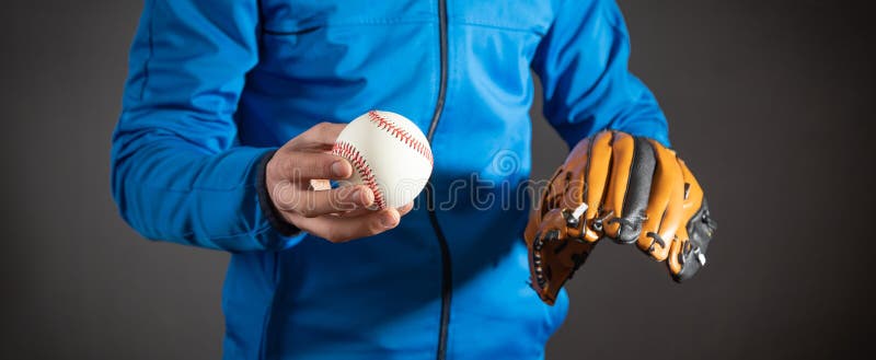Man Showing Baseball Ball and Leather Glove Stock Image - Image of ...