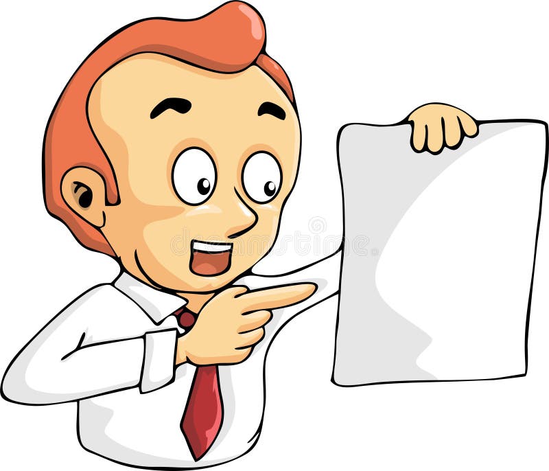 Man Showing Blank Paper and Pointing Finger Stock Vector - Illustration ...