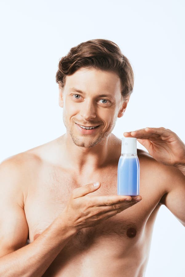Man Showing Bottle of Toner Stock Image - Image of beauty, wellbeing ...