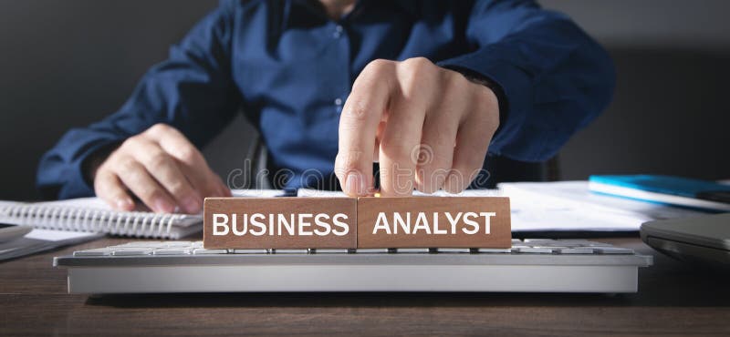 Man Showing Business Analyst Text in Wooden Blocks Stock Photo - Image ...