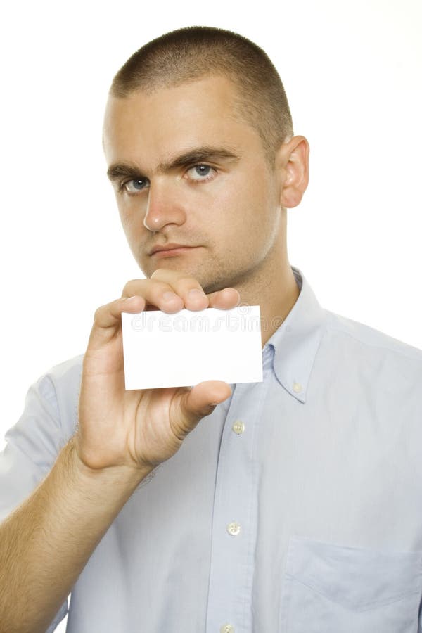 Man Showing a Business Card Stock Image - Image of horizontal, holding ...