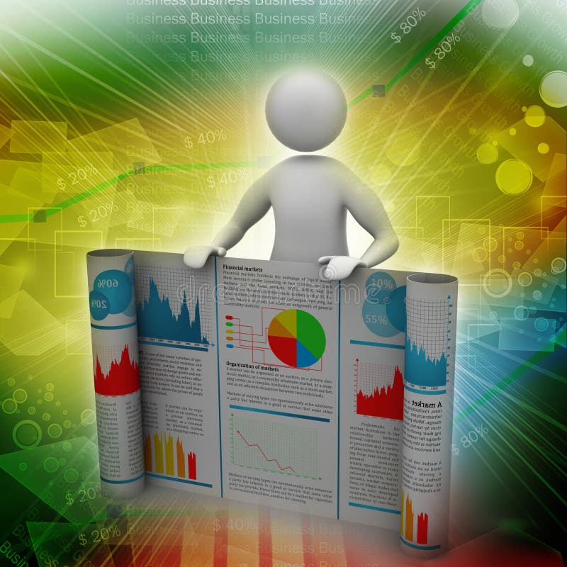 Man Showing the Business Report Stock Illustration - Illustration of ...