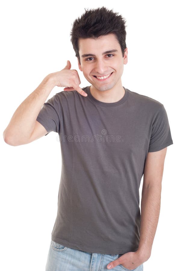 Man showing calling sign stock image. Image of happy - 19405169