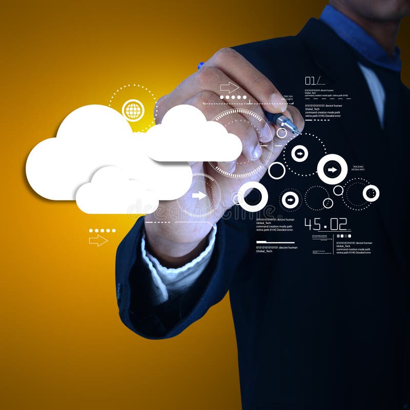 Man Showing Cloud Technology Stock Photo - Image of communication ...