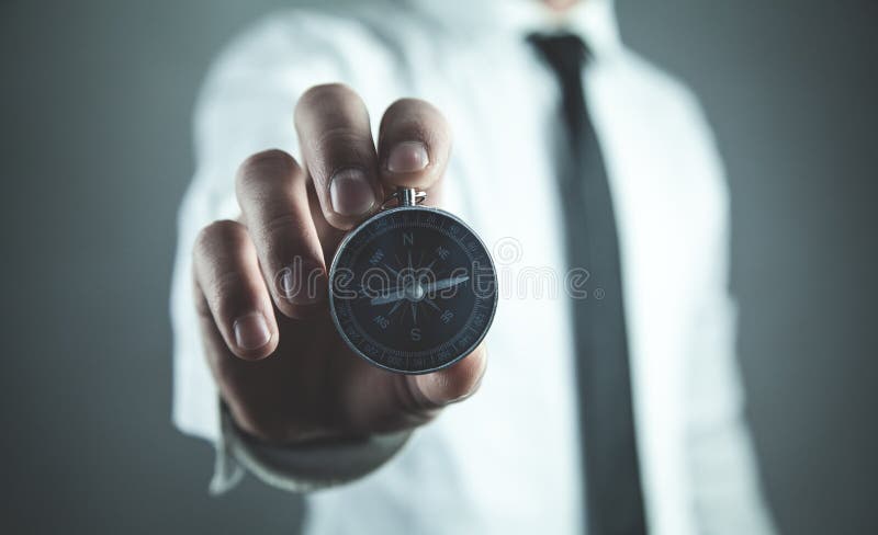 Man Showing Compass. Business Concept Stock Photo - Image of idea ...