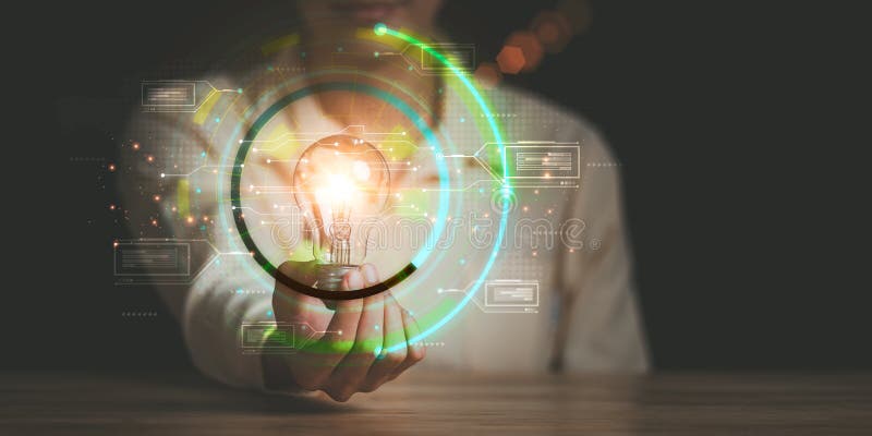 A Man Showing Creative Ideas in His Hands ,ideas and Innovation ...