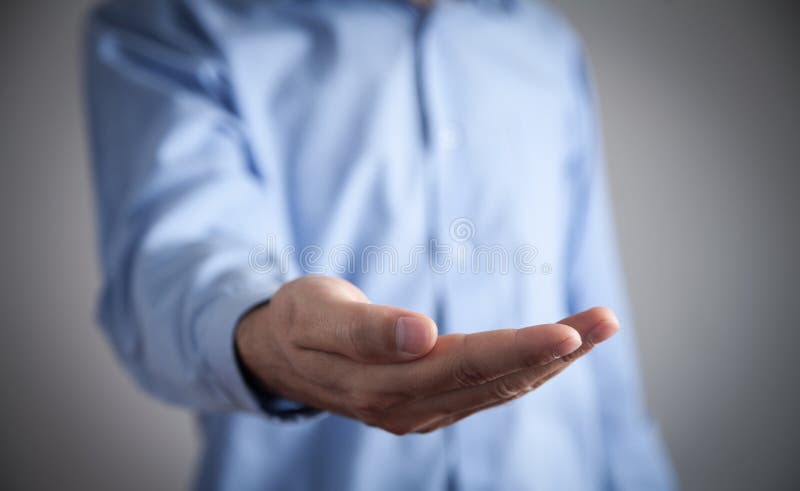 Man Showing Empty Hand. Giving Gesture Stock Image - Image of empty ...