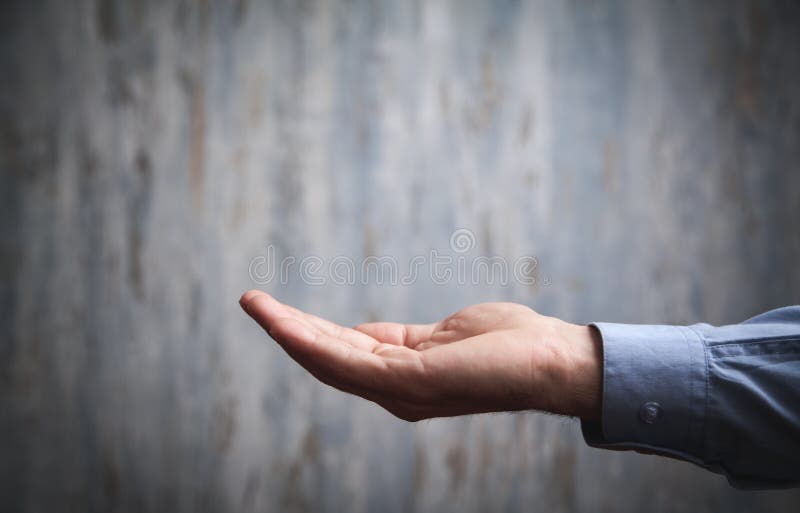 Man Showing Empty Hand. Giving Gesture Stock Photo - Image of adult ...
