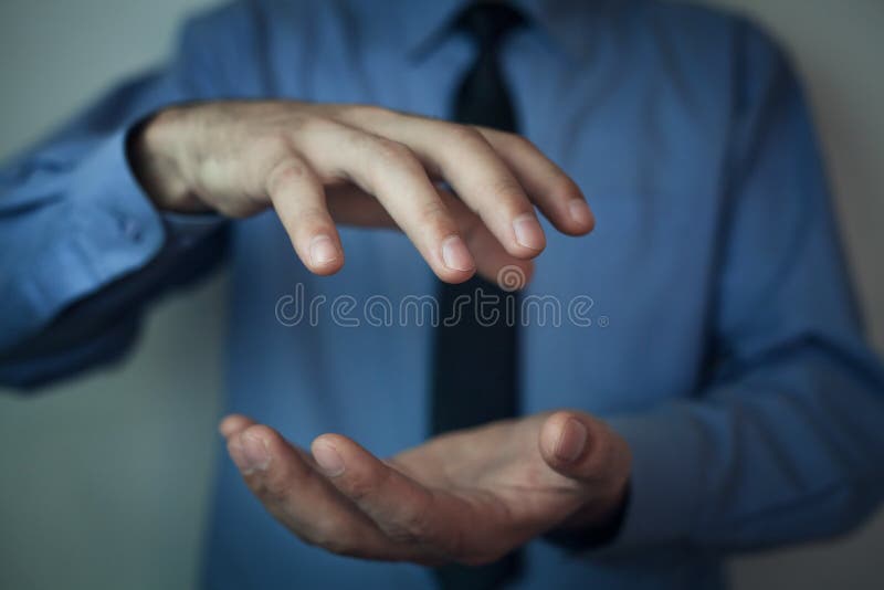Man showing empty hands. stock image. Image of protecting - 112963937