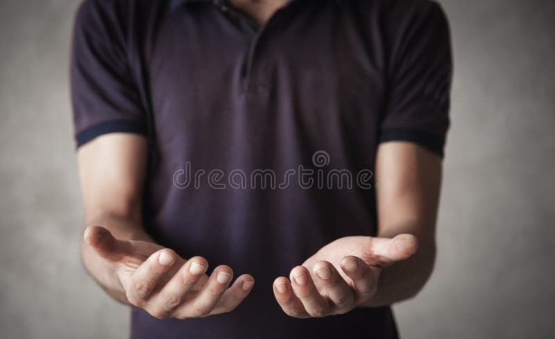 Man Showing Empty Opened Hands Stock Image - Image of body, hands ...