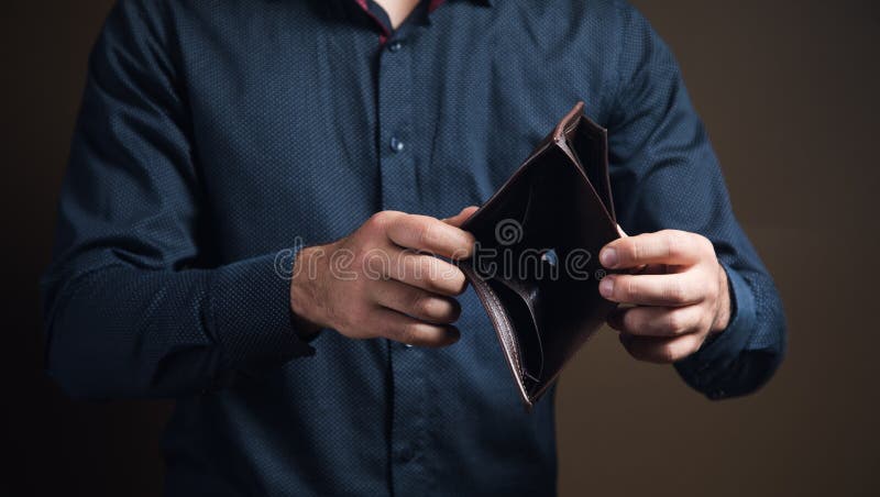 Man showing empty wallet stock image. Image of showing - 220349771