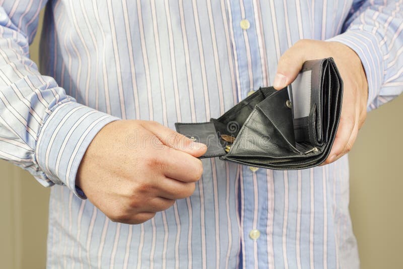 Man showing empty wallet stock photo. Image of crisis - 95974630