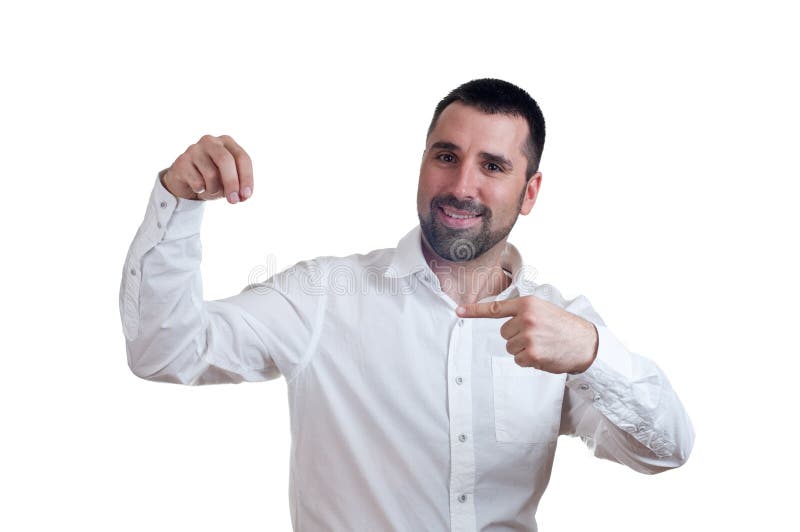 Man Showing with Finger stock photo. Image of smiling - 25143802