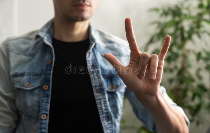 Man Showing Gesture in Sign Language on White Background Stock Image ...