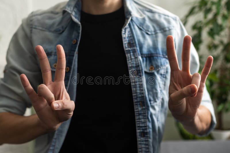 Man Showing Gesture in Sign Language on White Background Stock Image ...