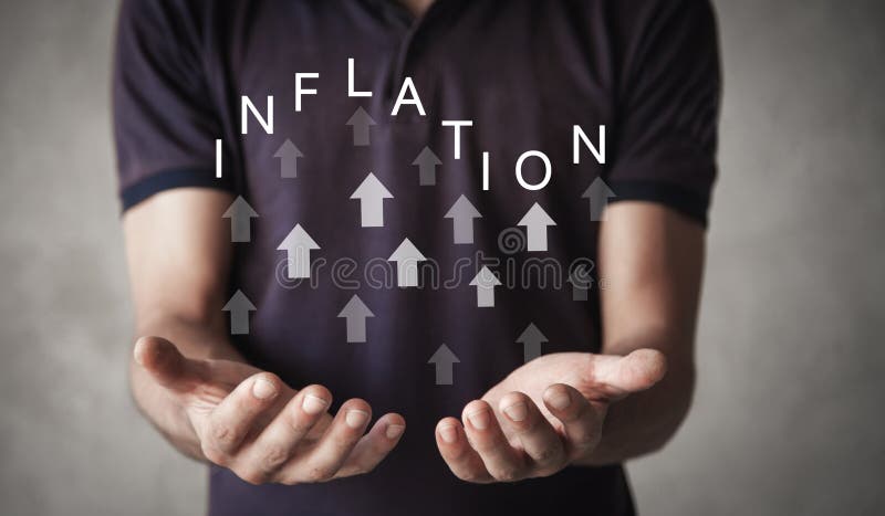 Man Showing Growing Arrows with a Word Inflation Stock Photo - Image of ...