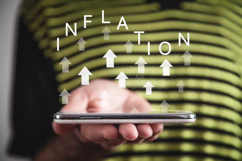 Man Showing Growing Arrows with a Word Inflation Stock Photo - Image of ...